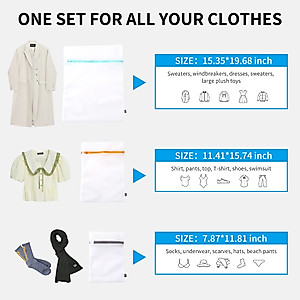 WBTEER 9-Piece Laundry Bag, Mesh Laundry Bag with Zipper, Lingerie Bags for Washing Delicates, 3 Sizes, Reusable Washing Bag for Underwear, Tops, Socks, Pants, Sweaters, Bras and Baby Clothes