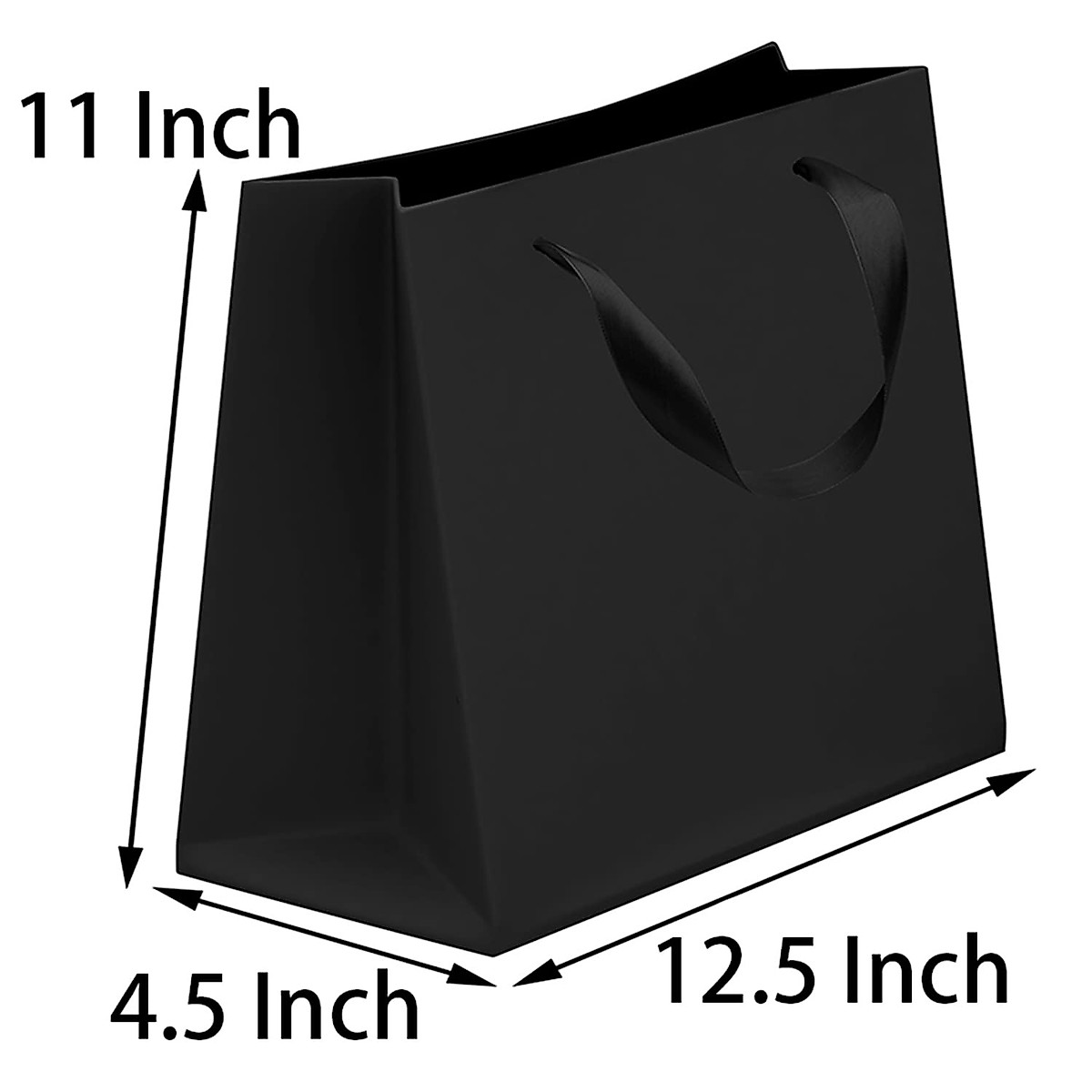 20 Pcs Black Kraft Paper Gift Bags 10.6 x 8.2 x 3.1 Inch Gift Bags Bulk with Handles for Retail Bag, Party Favor Bag, Birthday Gift Bag, Merchandise Boutique Retail Bags