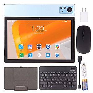 Haofy Tablet, 10.1 Inch Tablet 2 in 1 Blue with Keyboard for Android 12 for Daily (US Plug)