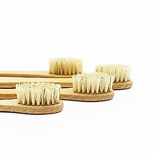 Gaia Guy Bamboo and Boar Bristle Toothbrush (4 Pack) + Travel Case & Silk Dental Floss | 100% Compostable Bristles and Floss | Eco-Friendly Dental Set | Biodegradable & Compostable Wooden Toothbrushes