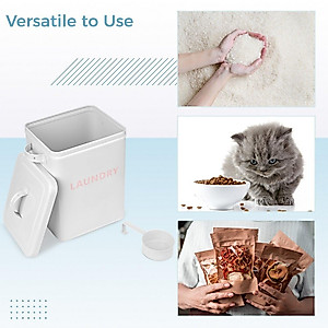 Homaisson Laundry Powder Container, Laundry Detergent Storage Container, Powder Laundry Soap Box, Vintage Style Metal Organizer with Lid and Handy Scoop