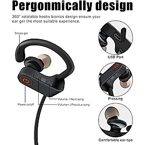 Xicks Bluetooth Headphones CVC 6.0 Noise Cancelling with Microphone Bass HD Stereo Bluetooth Earphones Gym Sports Wireless Earbuds