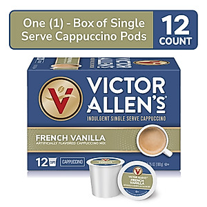 Victor Allen's Coffee French Vanilla Flavored Cappuccino Mix, 12 Count, Single Serve Coffee Pods for Keurig K-Cup Brewers