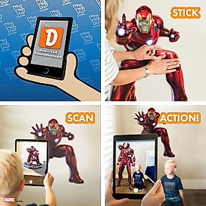 Wall Palz Marvel Iron Man Wall Decal - Iron Man Wall Stickers with 3D Augmented Reality Interaction - 24" Iron Man Bedroom Decor - Marvel Legends Wall Decor
