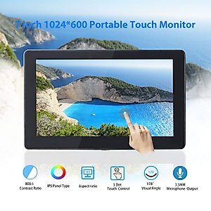 SunFounder 7 Inch Touchscreen for Raspberry Pi 5 Capacitive Screen IPS Monitor LCD Display Supports HDMI USB-C for Raspberry Pi 5 4B 3B+ 2 Model B Windows with Bracket