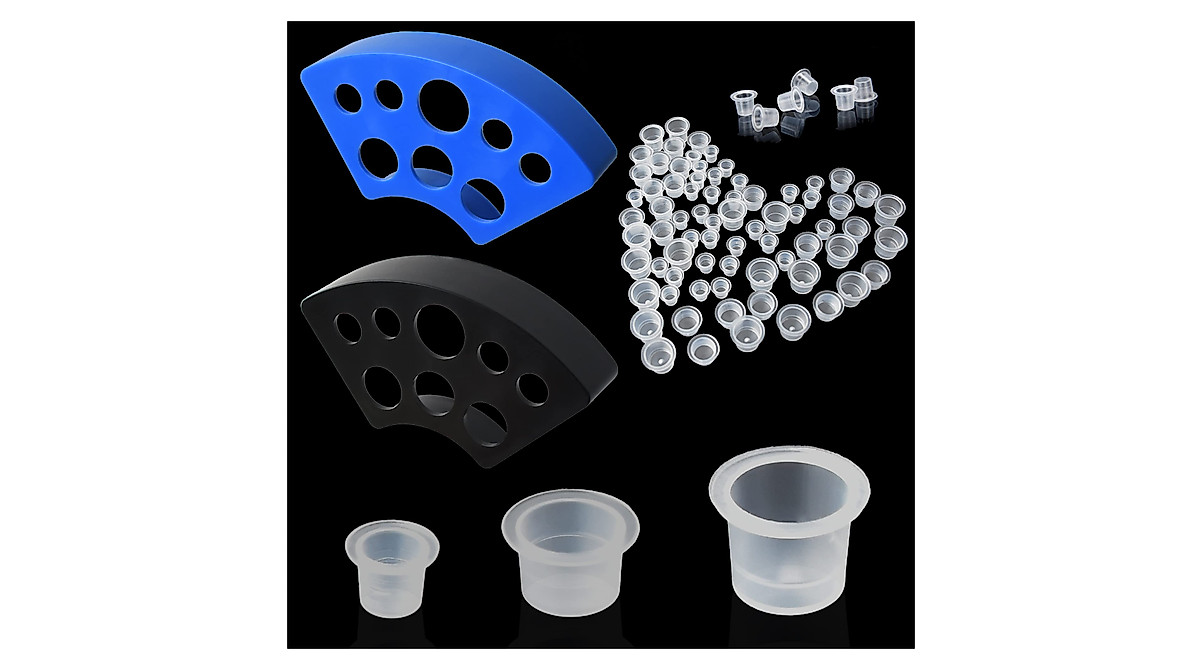 Yuronam Tattoo Ink Caps Kit - 302PCS with Ink Holders for Precise Tattoos