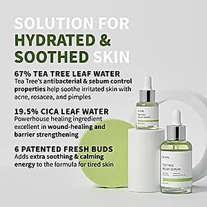 IUNIK Tea Tree 67% Relief Vegan Facial Serum Clear Skin Acne-Prone Sensitive Oily Skin - Plant-based Ingredients Centella Asiatica Soothing Calming Irritated Breakout Rosacea Blemish Korean Skincare