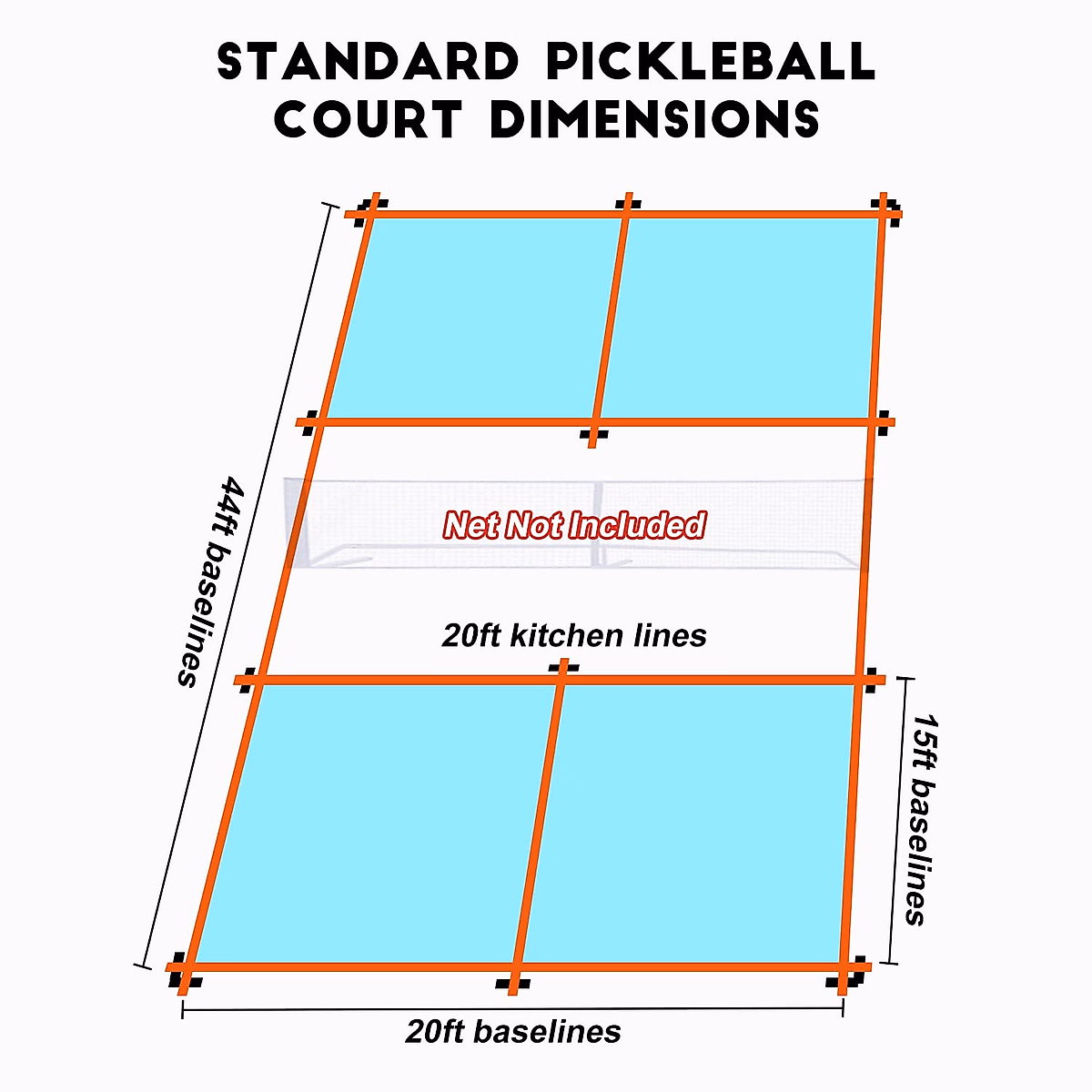 THWTGH Pickleball Court Marking Kit -Temporary Pickleball Lines for Outdoor Court, Portable Pickleball Court Tape, No Measurement Needed (Net NOT Included)