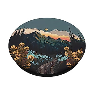 Mountain Wilderness Sunset Tree Earthy Forest Floral Flower PopSockets Standard PopGrip