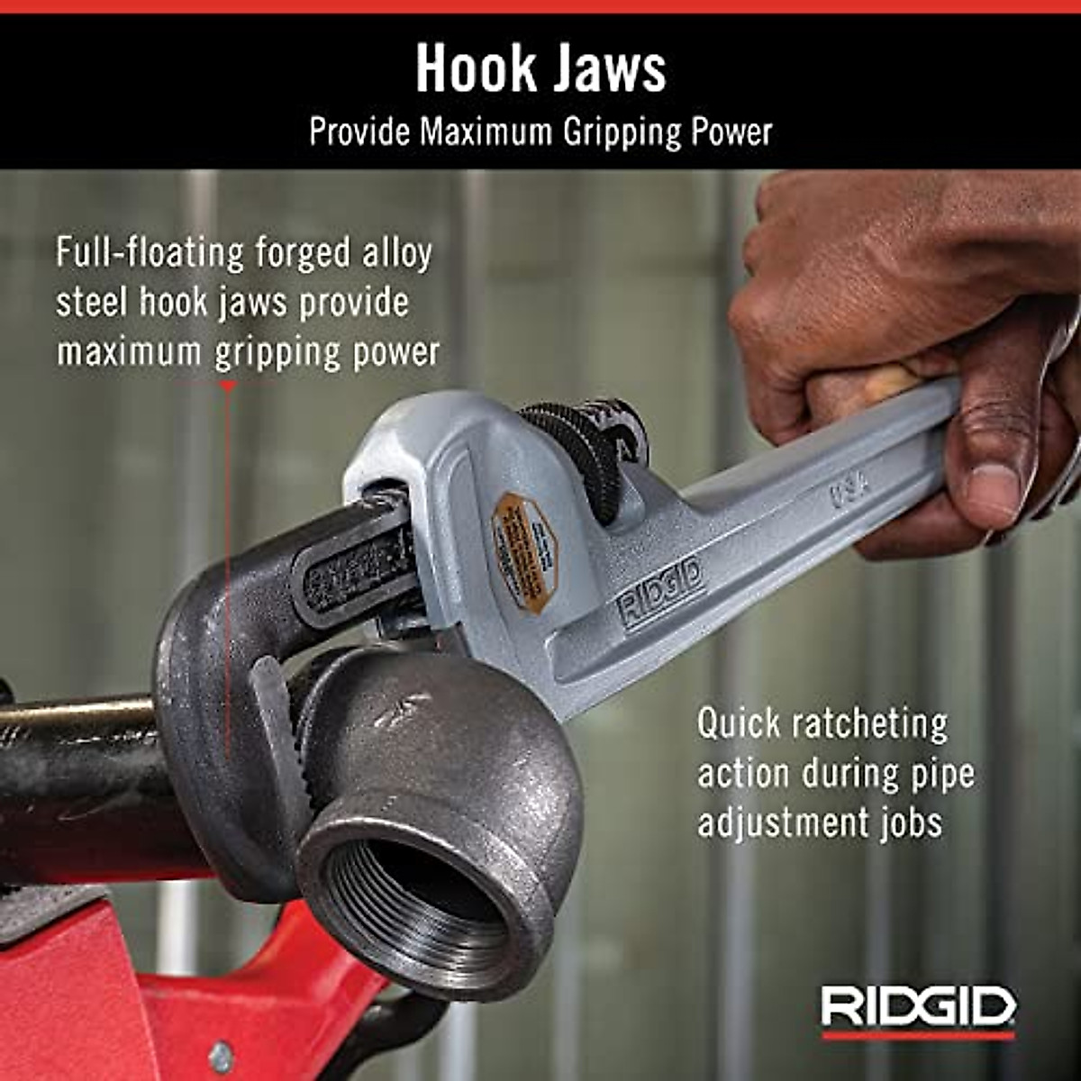 RIDGID 31100 Model 818 Aluminum Straight Pipe Wrench, 18-inch Plumbing Wrench