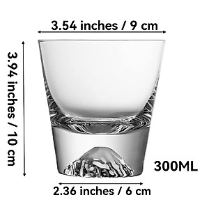 Mountain Whiskey Glasses Old Fashioned Glasses Handicraft Edo for Drinking Bourbon,Scotch,Cocktails or Tea,Whiskey Rocks Glasses in Gift Box, Set of 2