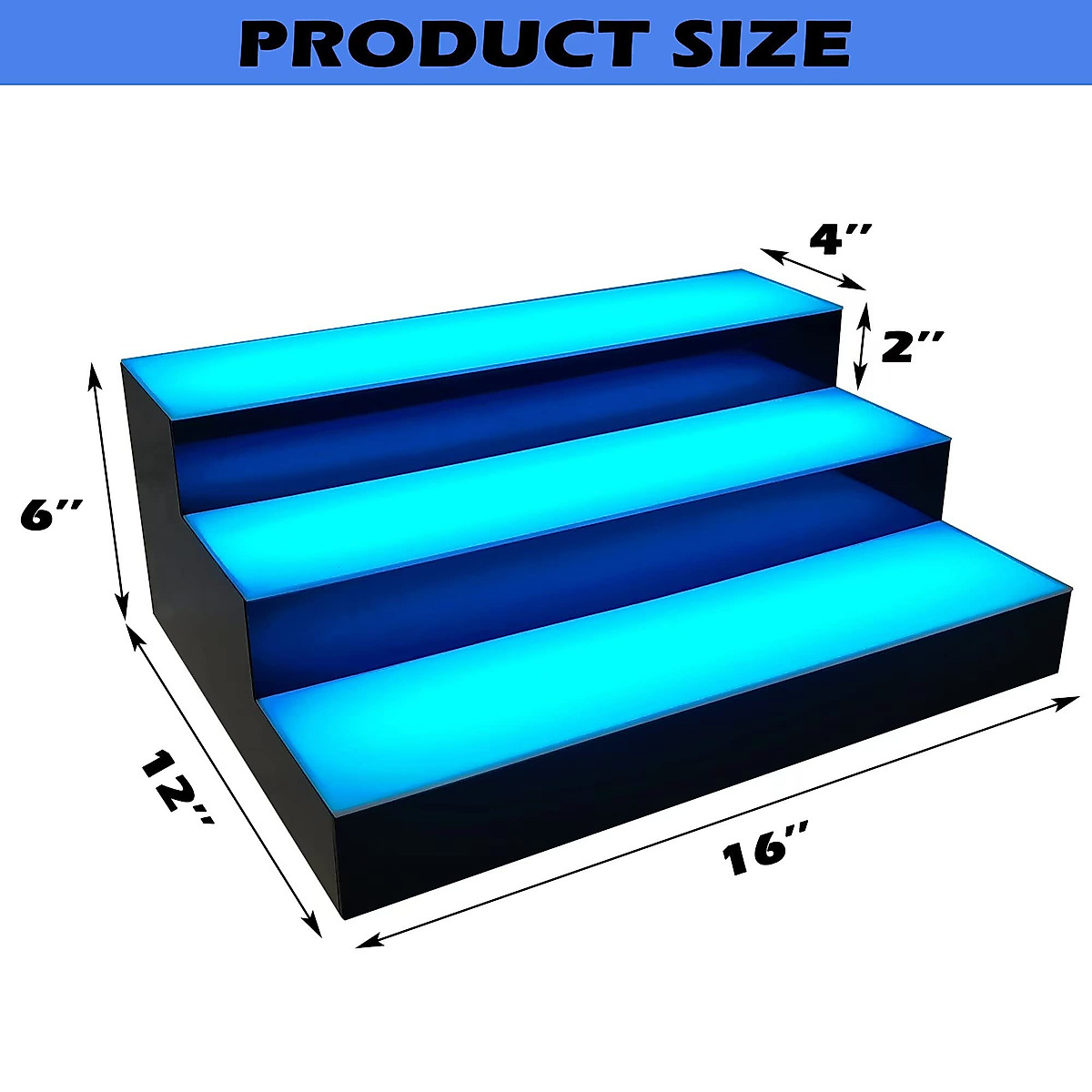 Royxen LED Lighted Liquor Bottle Shelf 3 Tier, 16 Inch Bar Shelf with Remote, Bottle Stand Multi-Color Lighting Modes for Bars