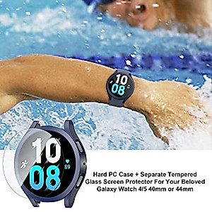 [4+6] Pack for Samsung Galaxy Watch 4 44mm Screen Protector Case, Haojavo 4 PACK Hard PC Cover Protective Bumper Shell + 6 PACK Tempered Glass Screen Protector Film for Galaxy Watch 4 44mm Accessories