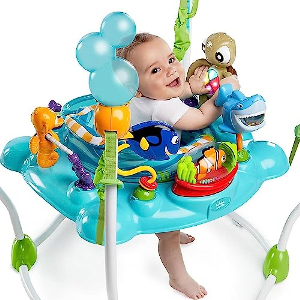 Bright Starts Disney Baby Finding Nemo Sea of Activities Baby Activity Center Jumper with Interactive Toys, Lights, Songs & Sounds, 6-12 Months (Blue)