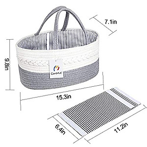 Conthfut Baby Diaper Caddy Organizer 100% Cotton Rope Nursery Storage Bin for Boys and Girls Large Tote Bag & Car Organizer with Removable Inserts Baby Shower Basket