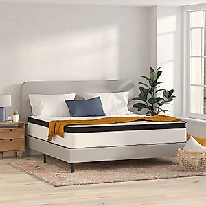 Flash Furniture Capri Comfortable Sleep 12" Hybrid Pocket Spring and Foam Mattress in a Box, Extra Firm Foam Pocket Spring Hybrid Mattress, King