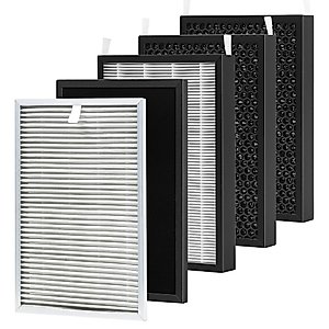 Replacement Filters Set Compatible with Nuwave OxyPure Models 47001, 47002, 47003, 47004 Air Puri-fier with 1pcs SS Pre-filter, 1pcs Ozone Removal Filter & 3pcs HEPA/Carbon Filters