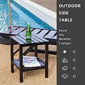 INTOBOO Outdoor Side Table,Rectangular End Table, Adirondack Small Side Tables, Patio Tables for Outside Pool Porch Deck Garden Backyard -Black