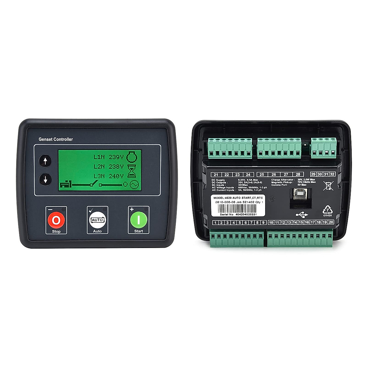 DSE4520 Genset Controller, Generator Controller, Self Starting LCD Display Auto Start Genset Controller with 3‑Phase Mains Detection Control Board for Gasoline Engine