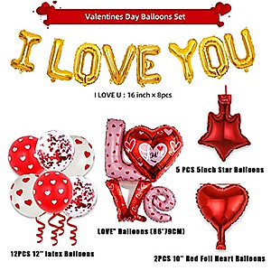 Huge Valentine Balloons Party Supplies Decorations Set for Anniversary- I Love You Balloons with Red Heart Balloons | Valentines Day Decoration, Romantic Decorations Special Night | Valentines Day Decor