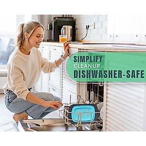 XL Large Kitchen Strainer by Comfify - Collapsible Silicone Over-The-Sink Colander with Extendable Handles - Use with Pasta, Fruit, Berries & Veggie - 6 Quart - Blue