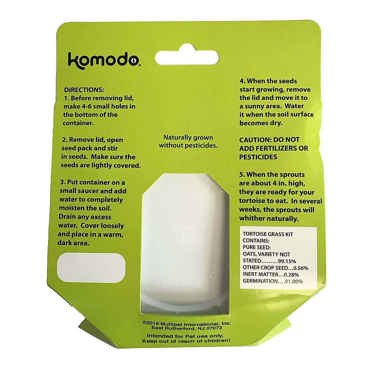 Komodo Grow Your Own Tortoise Grass Seed Kit | Grows Year Round | Fresh Addition for Tortoises Diet