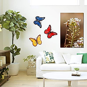 MDLUU 3 Pcs Butterfly Wall Art, 3D Butterfly Metal Wall Sculpture, Indoor Outdoor Hanging Decor for Home, Restaurant, Garden, Yard