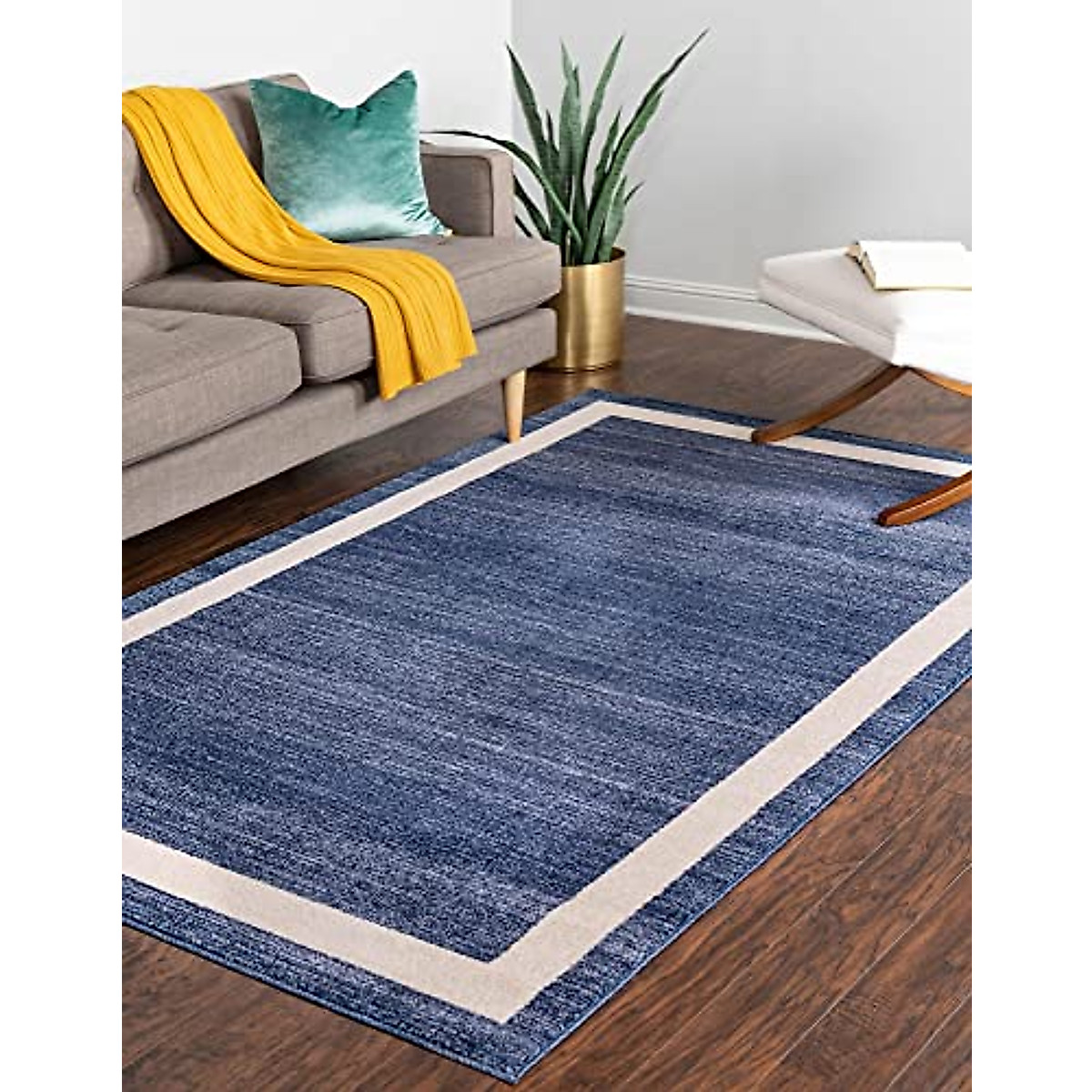 Unique Loom Del Mar Collection Area Rug - Maria (7' 1" x 10' Rectangle, Navy Blue/ Ivory)
