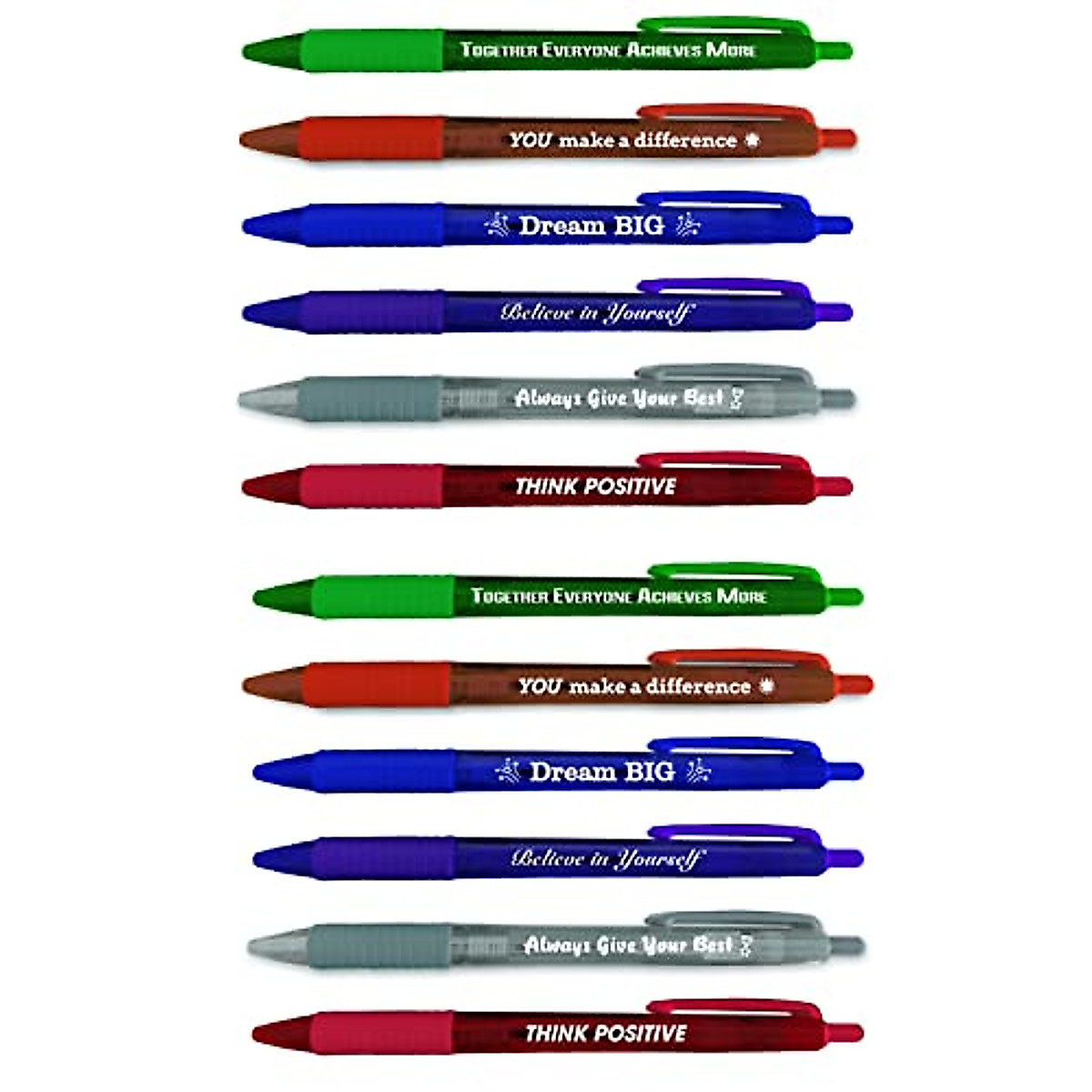 Greeting Pen Employee Appreciation Translucent 12 Pen Set with Team Building Quotes, 6 Designs 46010