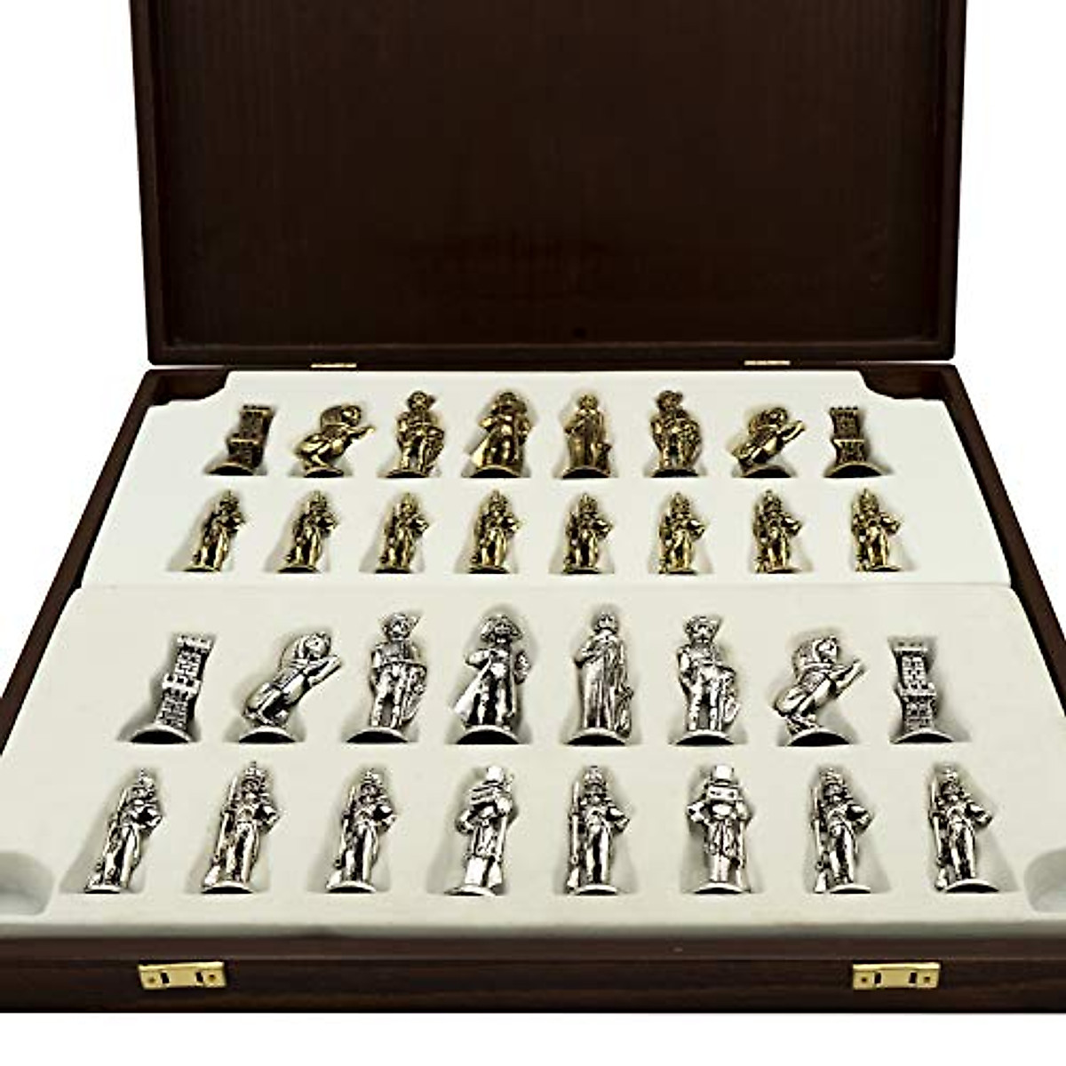 Handmade Napoleon Metal Chess Set in Wooden Box