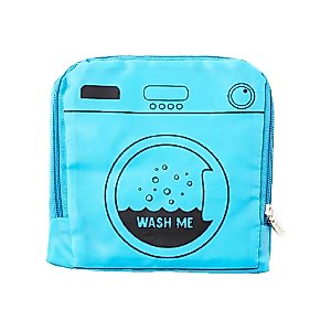 Miamica Soft Travel Laundry Bag with Zipper and Drawstring, Blue, 21” x 22” – Keep Your Dirty Clothes Separate and Your Suitcase Organized – Expandable, Durable, and Foldable Laundry Bag