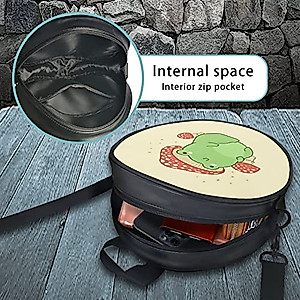 Salabomia Frog with Mushroom Print Women Round Crossbody Bag, Cute PU Circle Purse Women's Tote Handbags, Small Portable Multi-Function Travel/Shopping Handbag, Yellow