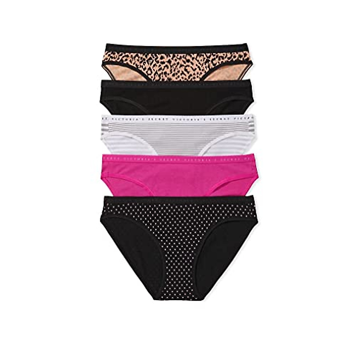 Victoria's Secret 5-Pack Stretch Cotton Bikini Panties, 5 Pack Assorted, X-Large