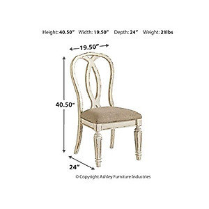 Signature Design by Ashley Realyn French Country Ribbon Back Dining Chair, 2 Count, Chipped White