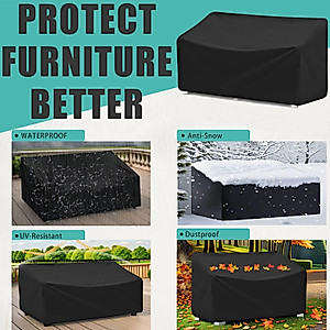 Outdoor Bench Cover, Waterproof Outdoor Sofa Cover 210D Heavy Duty Patio Bench Furniture Covers with Air Vents, All Weather Resistant Bench Cover for Patio Furniture, 52.8"L x 26"W x 35"H-2-seater