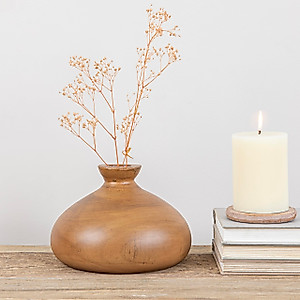 Creative Co-Op Decorative Paulownia Wood Vase, Walnut Finish