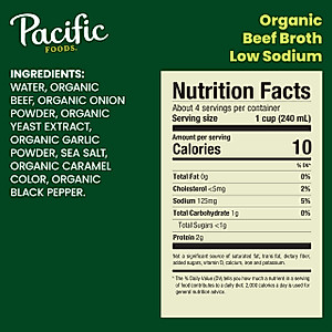 Pacific Foods Low Sodium Organic Beef Broth, 32 oz Carton (12 Pack)