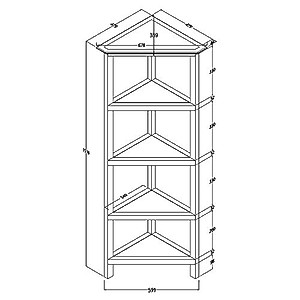 NewRidge Home Goods NewRidge Home Bookcase Bookshelf, Corner, WASHED GREY