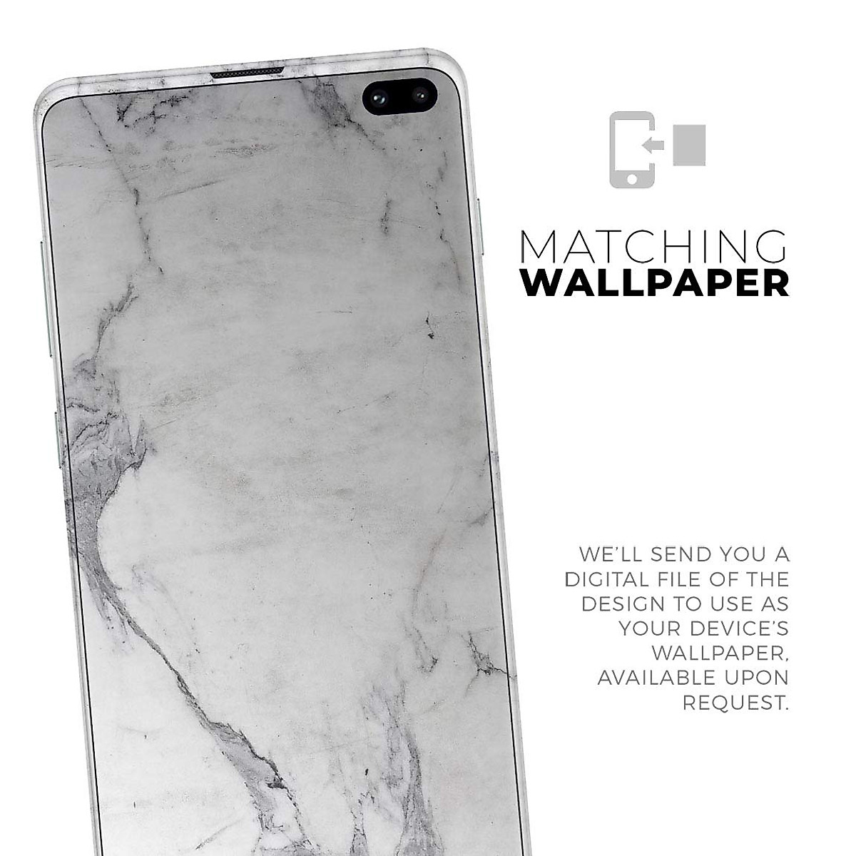 DesignSkinz White & Grey Marble Surface V1 Protective Vinyl Decal Wrap Skin Cover Compatible with The Samsung Galaxy S20 (Screen Trim & Back Glass Skin)