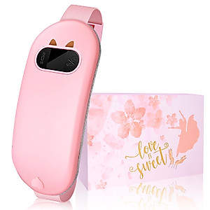 Heating Pad,Portable Cordless Heating Pad with 3 Heat Levels and 3 Massage Modes, 5s Fast Heating Pad Cramps Heat Belly Wrap Belt with Vibration Massage for Women and Girl(Pink)