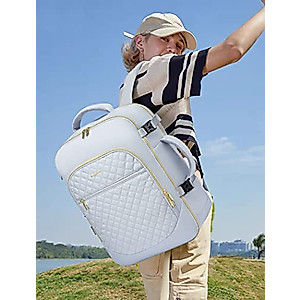 LOVEVOOK Travel Laptop Backpack for Women, 40L Large Carry On Backpack Flight Approved,Waterproof Backpacks with 3 Packing Cubes, Daypack Business College Weekender Overnight Back Pack, Light Blue