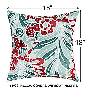 Pyonic Outdoor Waterproof Throw Pillow Covers 18x18 Set of 2,Green Decorative Pillow Covers for Patio Garden Living Room Couch,Green