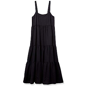 The Drop Women's Britt Tiered Maxi Tent Dress, Off-Black, S