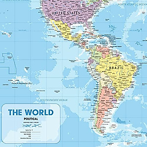 Hambli World Map For Wall – 37” x 26” Large Map of the World Poster - World Map Wall Art For Classroom, Kids & Travel