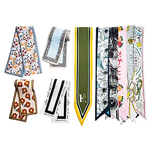 fashion ribbon scarf for hair 10 pcs hair scarf set chic polyester handbag handle ribbon scarf stylish hair headbands neck scarf neckerchief for women girls ladies