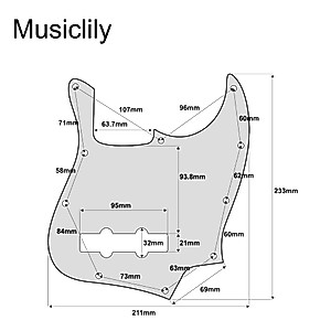 Musiclily 10 Hole Jazz Bass Pickguard J Bass Pick Guards for Fender USA/Mexican Made Standard Jazz Bass Guitar, 4Ply Parchment Pearl