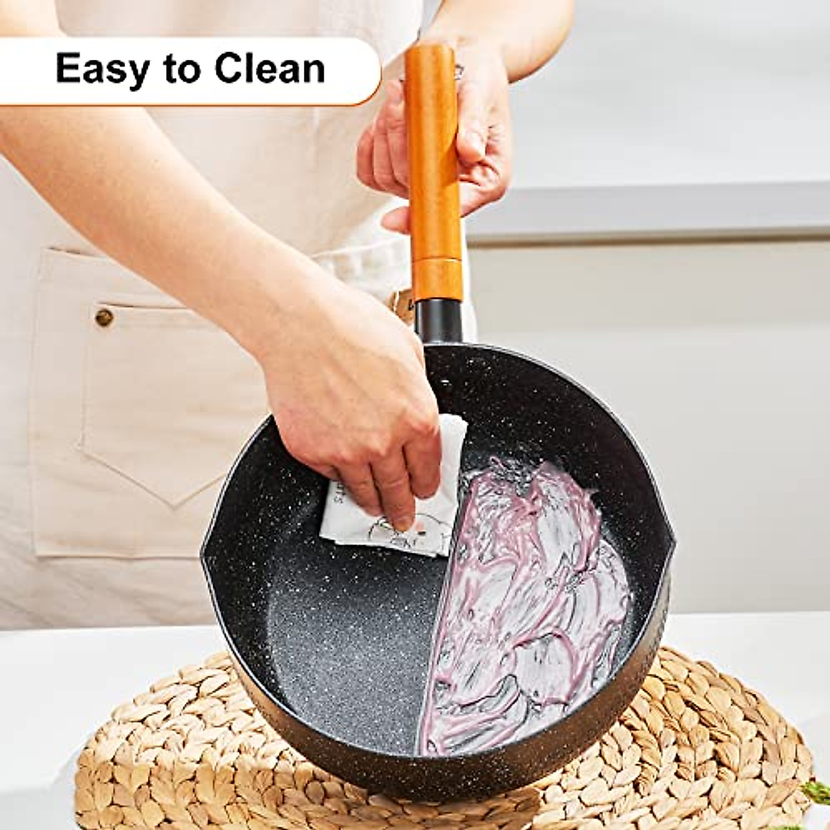 FNT Frying Pans Nonstick with Lid, 9in Non stick Frying Pans, Deep Frying Pan with Stainless Steel Base for Stovetop, Frying Pans Nonstick with Heat Resistant Handle, Skillets Nonstick with Lids Black