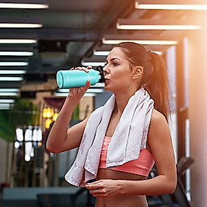 Frenchy EU Sports Water Bottle - 32 OZ, lids, Stainless Steel, Vacuum Insulated, Wide Mouth, Leak Proof, Reusable, Ecologique (Pacific)