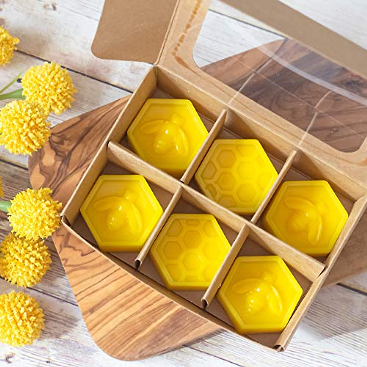 Honeysuckle + Jasmine Wax Melts Summer Day | Mothers Day Gift | Wedding Favor Party Gift Yellow Honeycomb Melts - Pack of 6