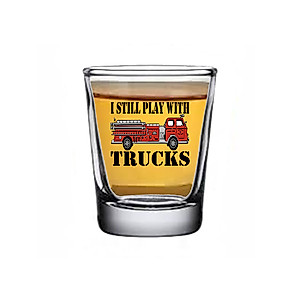 Rogue River Tactical Funny Firefighter Still Play With Fire Trucks Shot Glass Gift For Fire Fighter Firefighter FD Fire Department